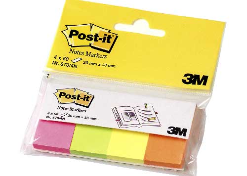 POST-IT 670-4N MERKINTÄLAPUT 4X50KPL 20X38MM, 47385, NOTES MARKERS ...